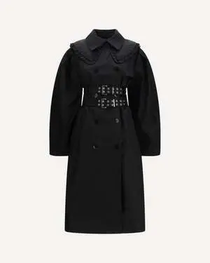 GANNI Belted Double-breasted Coat - Black