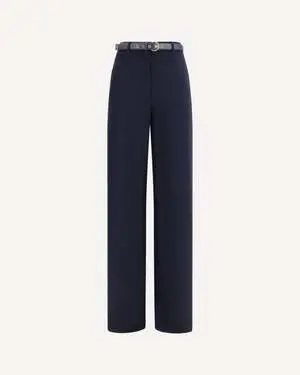 Max Mara Wide Leg Belted Pants - Blue