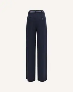 Max Mara Wide Leg Belted Pants - Blue