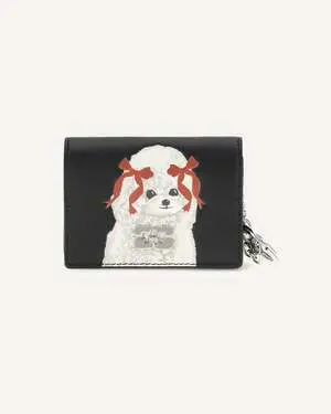 GANNI Poodle Print Card Holder - Black