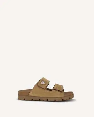 Prada Suede Adjustable Strap Sandals - Brown
