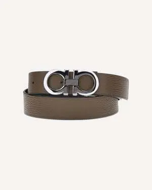 FERRAGAMO Reversible Leather Belt With Gancini Buckle - Brown