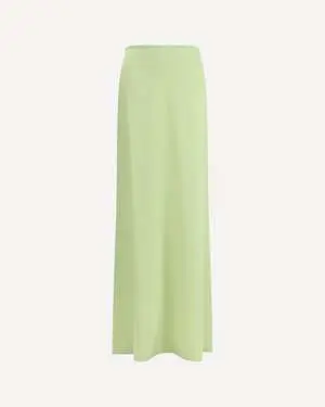 KRISTINA TI Classic Long Silk Skirt - Green
