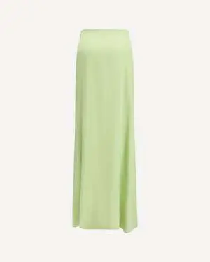 KRISTINA TI Classic Long Silk Skirt - Green