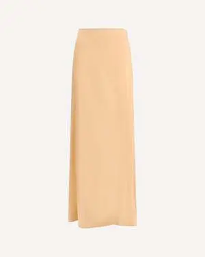 KRISTINA TI Classic Long Silk Skirt - Orange
