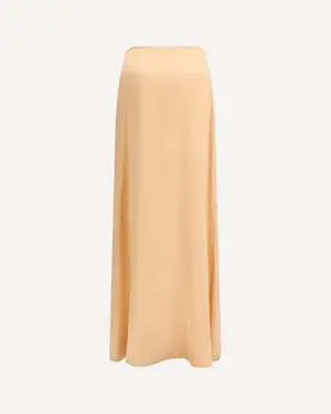 KRISTINA TI Classic Long Silk Skirt - Orange
