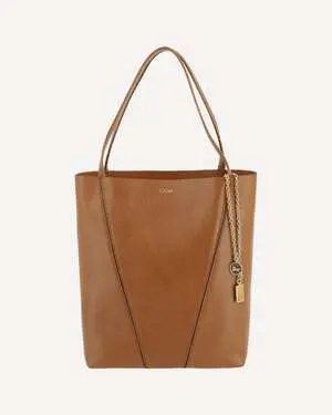Chloé Grained Leather Spin Shoulder Bag With Monogram Detail - Brown