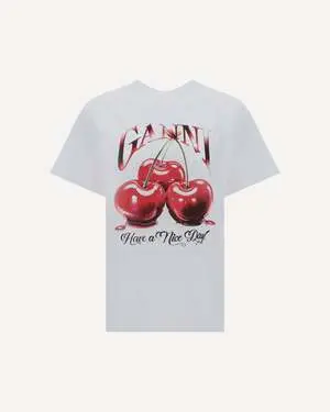 GANNI Cherry Relaxed Cotton T-shirt