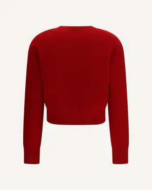 Tory Burch Wool Crew Neck Sweater With Logo Detail - Red