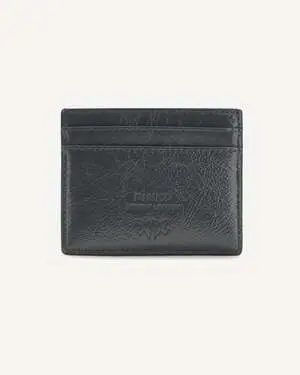 Pinko Shiny Leather Card Holder - Grey