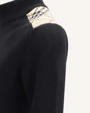 Burberry Cashmere And Wool Zip-up Cardigan With Check Appliqu