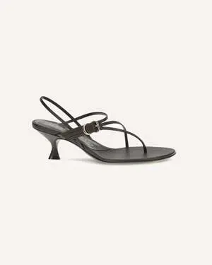 HERBERT LEVINE Starry Eyed Leather Kitten Heel Sandals - Brown