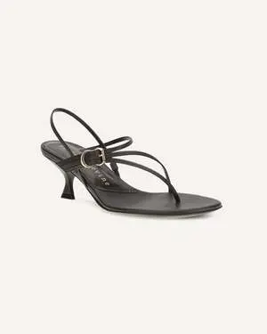 HERBERT LEVINE Starry Eyed Leather Kitten Heel Sandals - Brown