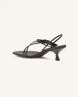 HERBERT LEVINE Starry Eyed Leather Kitten Heel Sandals - Brown
