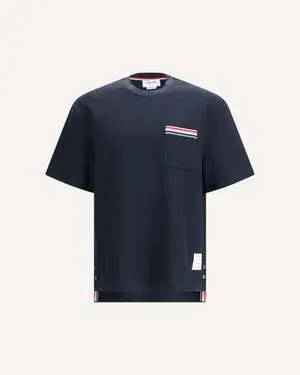 Thom Browne Short-sleeve Cotton-linen T-shirt - Blue