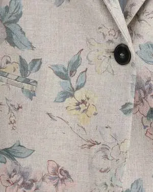 FORTE_FORTE Peonia My Love Motif Hopsack Linen-blend Jacket