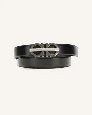 FERRAGAMO Reversible And Adjustable Gancini Belt - Black