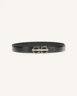 FERRAGAMO Reversible And Adjustable Gancini Belt - Black
