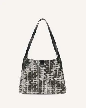 Balmain Jacquard And Leather Tote Bag