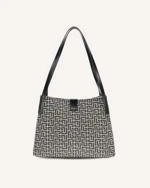 Balmain Jacquard And Leather Tote Bag