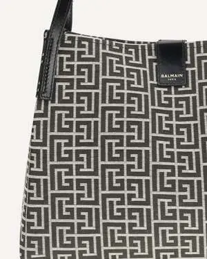 Balmain Jacquard And Leather Tote Bag