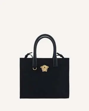 Versace Cotton Shoulder Bag With Medusa Applique
