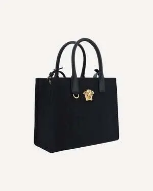 Versace Cotton Shoulder Bag With Medusa Applique