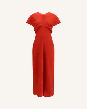 TOTEME Slouch Waist Wool Dress - Red