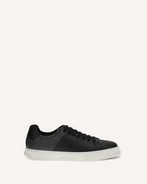 FERRAGAMO Leather Sneakers With Monogram Inlay