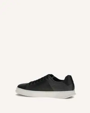 FERRAGAMO Leather Sneakers With Monogram Inlay