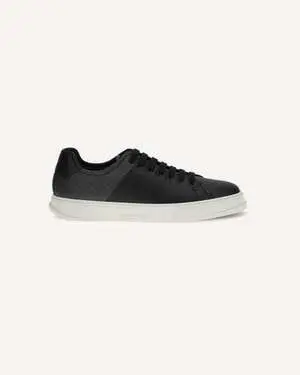 FERRAGAMO Leather Sneakers With Monogram Inlay