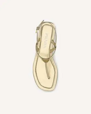 Prada Patent Leather Flip-flop Sandals With Triangle Logo Detail - Silver