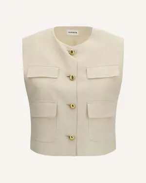 P.a.r.o.s.h Wool Gilet With Gold-tone Button Detail