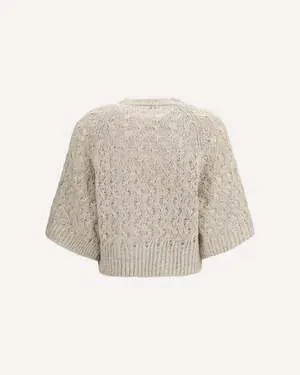 Brunello Cucinelli Open-knit Sequin Embellished Sweater - Grey