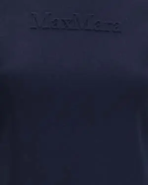 Max Mara Ribbed Crewneck T-shirt With Logo Detail - Blue