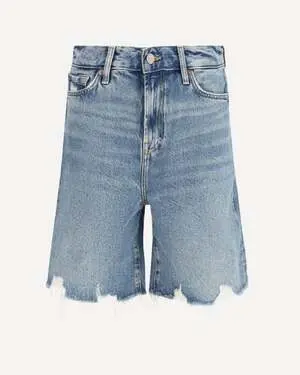 7FOR 7 For Lola Denim Shorts With Raw Hem And Whiskering