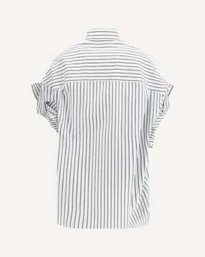 Balenciaga Striped Poplin Cuffed Sleeve Shirt