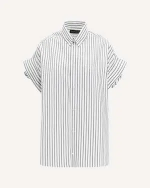 Balenciaga Striped Poplin Cuffed Sleeve Shirt