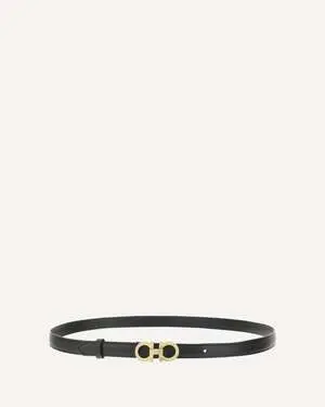 FERRAGAMO Gancini Buckle Leather Belt - Black