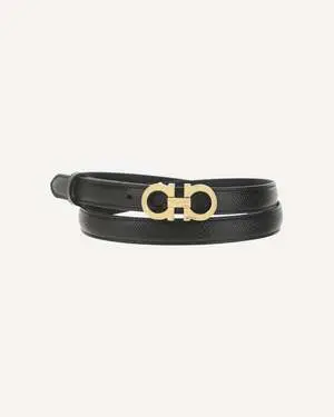 FERRAGAMO Gancini Buckle Leather Belt - Black