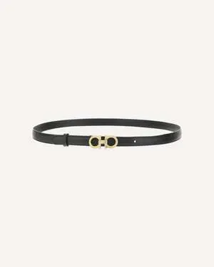 FERRAGAMO Gancini Buckle Leather Belt - Black