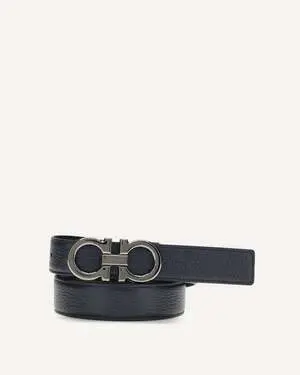 FERRAGAMO Reversible And Adjustable Gancini Belt - Blue