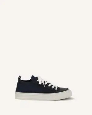 Brunello Cucinelli Cotton Knit And Suede Sneakers - Blue