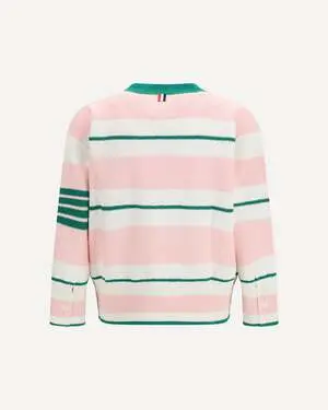 Thom Browne Classic Stripe Seed Stitch V Neck Cardigan