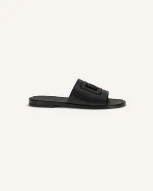 Dolce & Gabbana Embossed Logo Flat Sandals