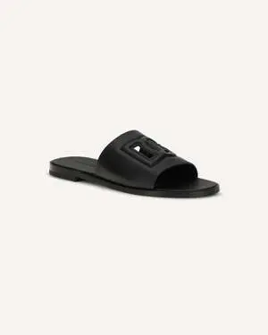 Dolce & Gabbana Embossed Logo Flat Sandals - Black