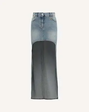 COURREGES Denim Asymmetrical Circle Skirt - Light Blue