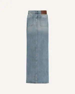 COURREGES Denim Asymmetrical Circle Skirt - Light Blue