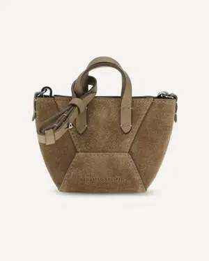 Brunello Cucinelli Micro Suede Shoulder Bag With Precious Chain