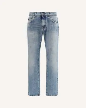 Dolce & Gabbana Straight Leg Washed Denim Jeans - Light Blue